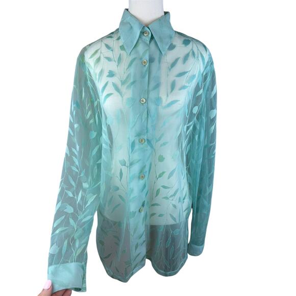 Amber Dawn | Tops | Vintage Tiffany Blue Metallic Sheer Top Ombr Fairy ...